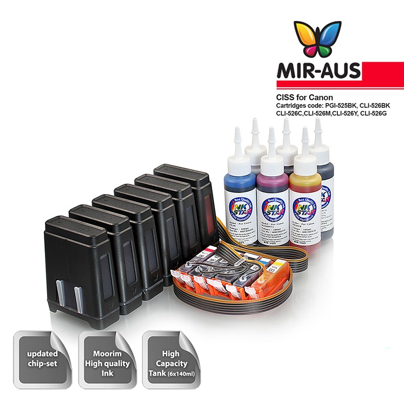 Continuous ink supply system (CISS) for Canon MG6200